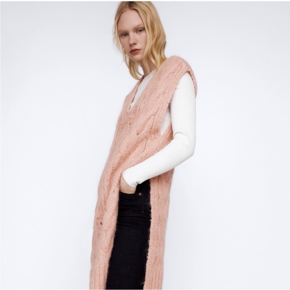 Zara | Sweaters | Zara Pink Chunky Cable Knit Sweater Dress | Poshmark
